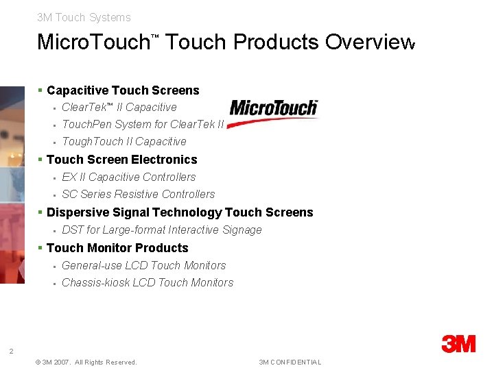 3 M Touch Systems Micro Touch Products Overview