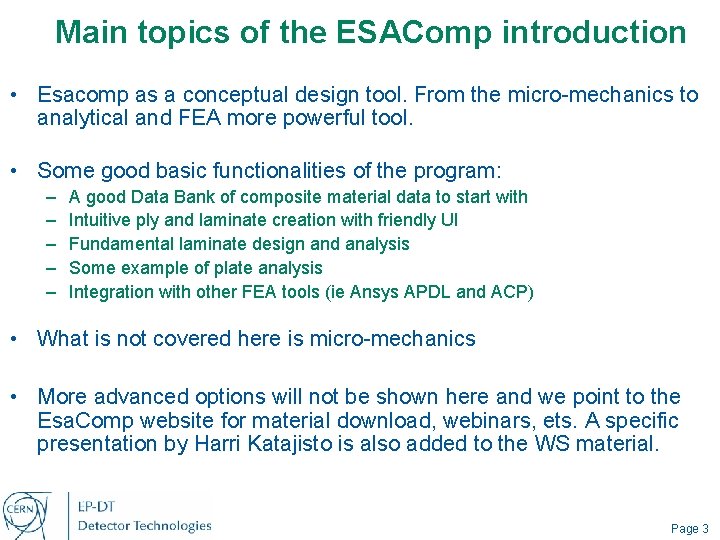 Modelling Composite Materials Introduction to ESAComp A Catinaccio
