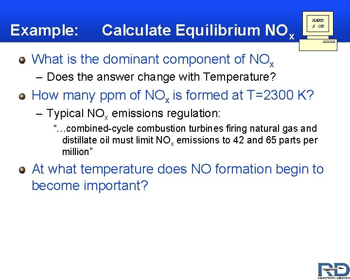 Outline NOx emissions Equilibrium Kinetics Temperaturedependence ...