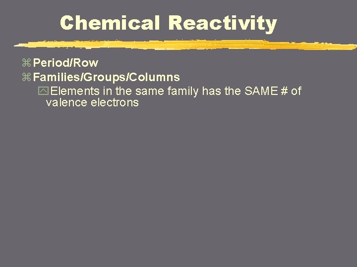 The Periodic Table I II III Chemical Reactivity