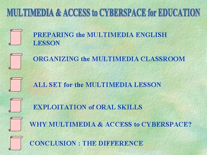 PREPARING the MULTIMEDIA ENGLISH LESSON ORGANIZING the MULTIMEDIA