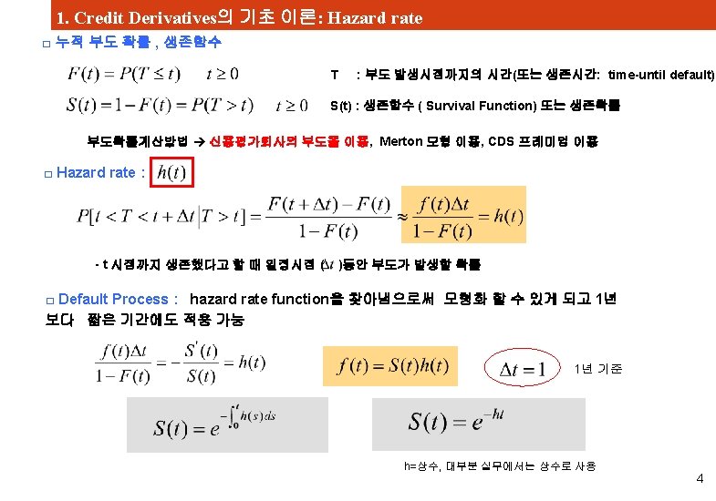 Contents 1 Basic Credit Derivatives Hazard rate Default