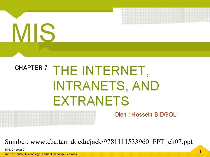MIS CHAPTER 7 THE INTERNET INTRANETS AND EXTRANETS
