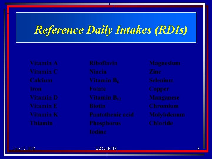 Nutrition Labeling FSIS Regulated Foods The following is