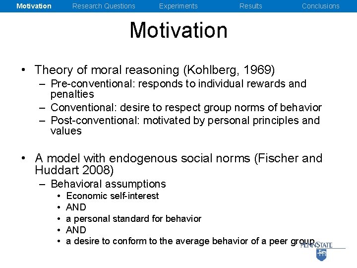 Motivation Research Questions Experiments Results Conclusions Rotten apples