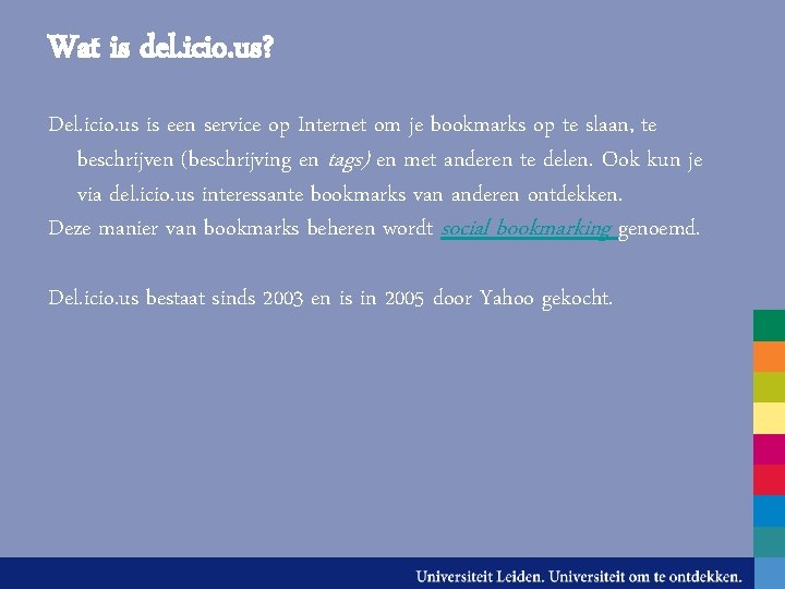 Del icio us online bookmarks opslaan beheren en