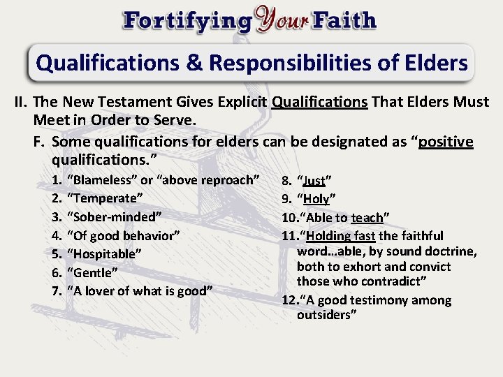 Lesson 13 Qualifications Responsibilities of Elders Part 1