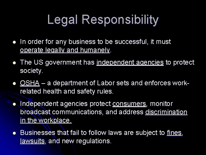 Business Ethics Social Responsibility Learning Objectives l Explain