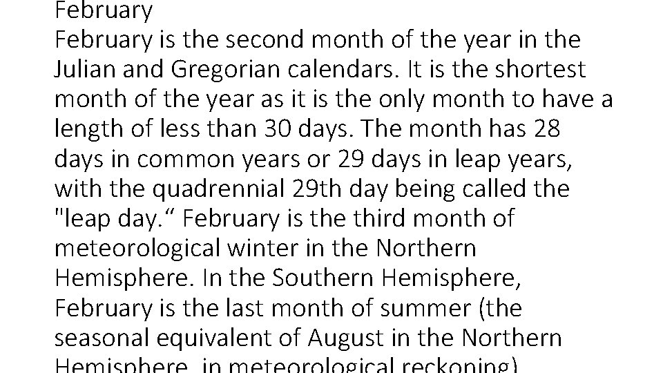 The Months of the year The 12 Months