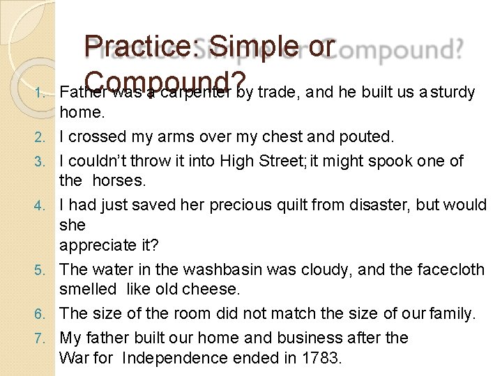 Grammar Mini Lesson Simple and Compound sentences Simple