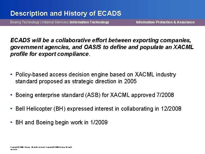 BOEING LIMITED Export Compliance Authorization Decision Standardization ...