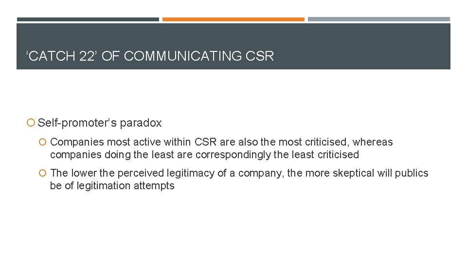 LEGITIMACY IN CORPORATE SOCIAL RESPONSIBILITY COMMUNICATION Dr Bree