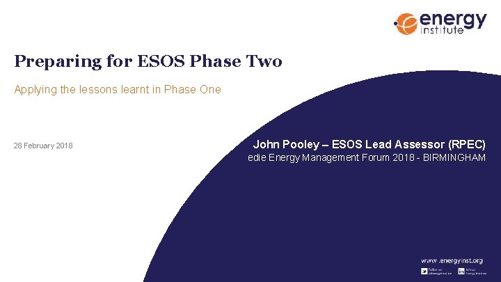 Preparing for ESOS Phase Two Applying the lessons