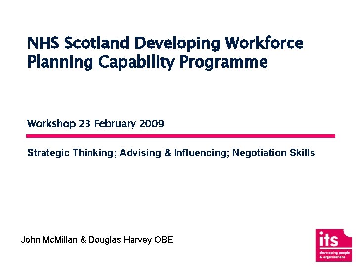 NHS Scotland Developing Workforce Planning Capability Programme Workshop
