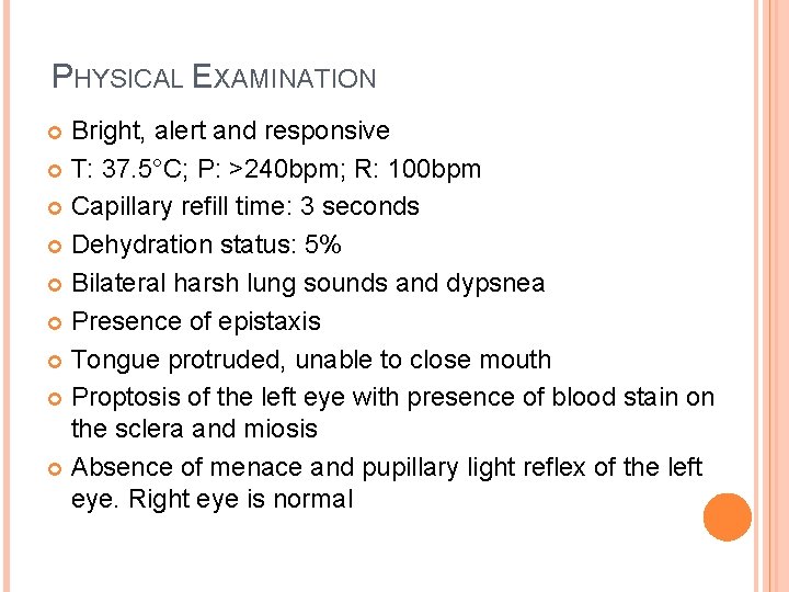 PATIENT SIGNALMENT ID Species Breed Age Sex Weight