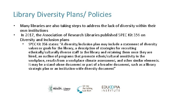 Diversity and Inclusion Policies Policy Module Library Publishing