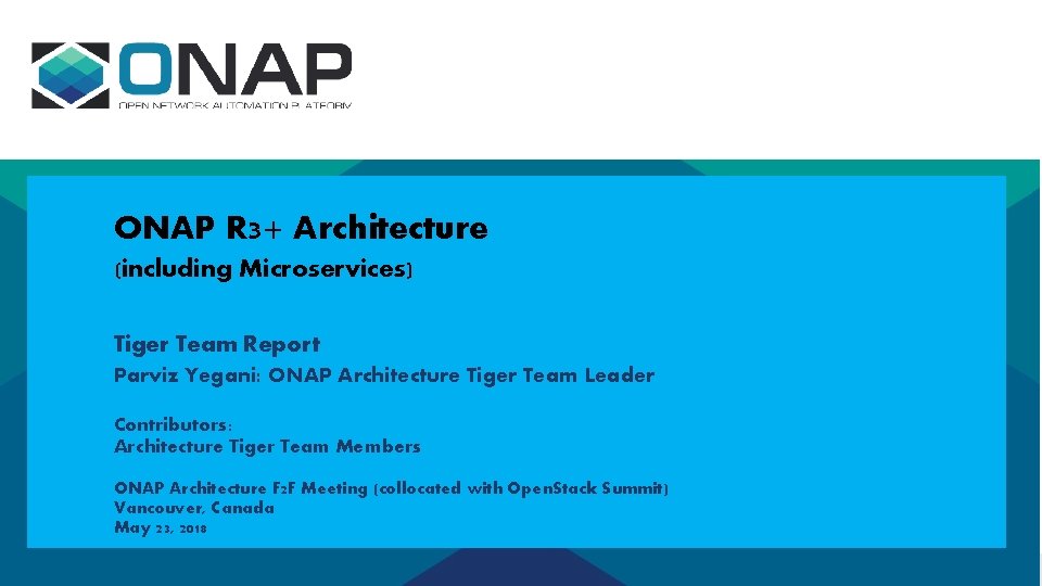 ONAP R 3 Architecture including Microservices Tiger Team