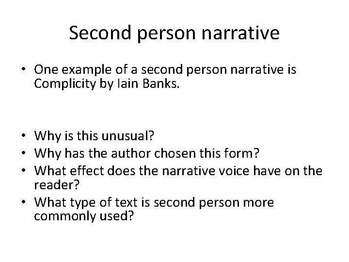 Introduction to narrative Learning Objective to consider ways