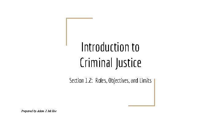 Introduction to Criminal Justice Section 1 2 Roles