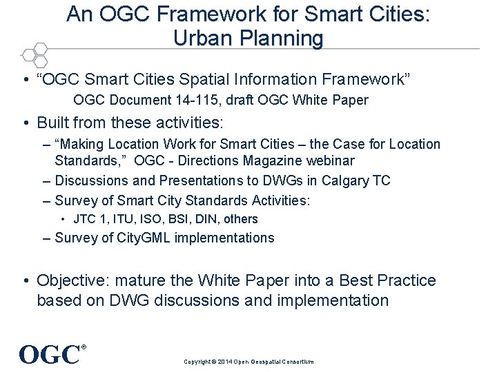 Sponsored by An OGC Framework for Smart Cities
