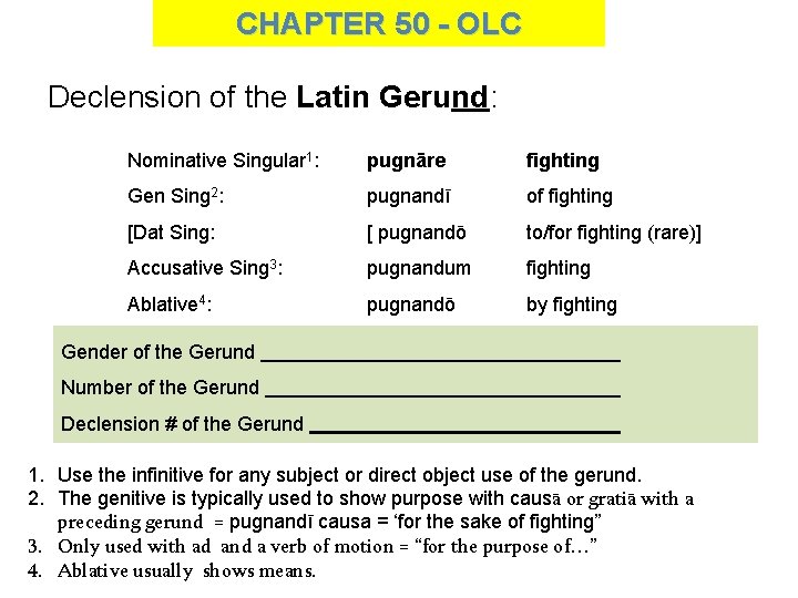 CHAPTER 50 OLC Ch 50 Whats in GERUNDS
