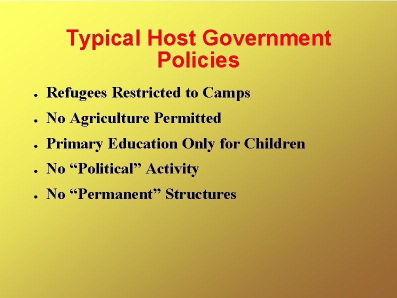 Reducing the Impact of Refugees Is it Possible