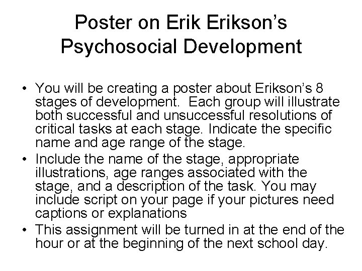 Erikson Psychosocial Development Stage 1 Birth 1 Year