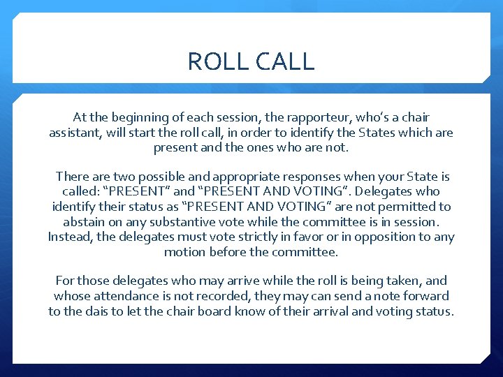 MODEL UNITED NATIONS RULES OF PROCEDURE TWO MAIN