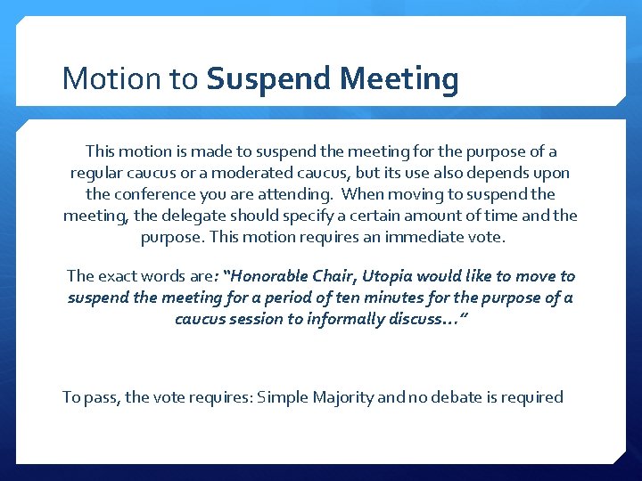 MODEL UNITED NATIONS RULES OF PROCEDURE TWO MAIN