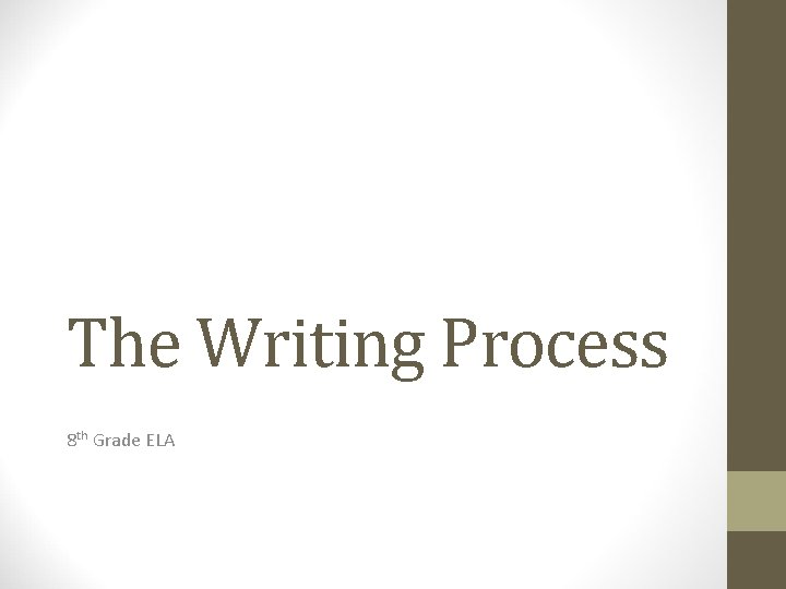 The Writing Process 8 th Grade ELA Stages