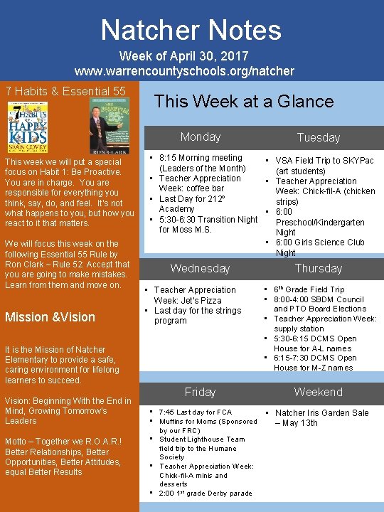 Natcher Notes Week of April 30 2017 www