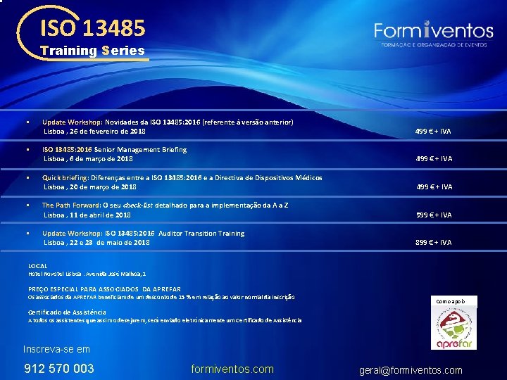 ISO 13485 Training Series Formaes especficas para o