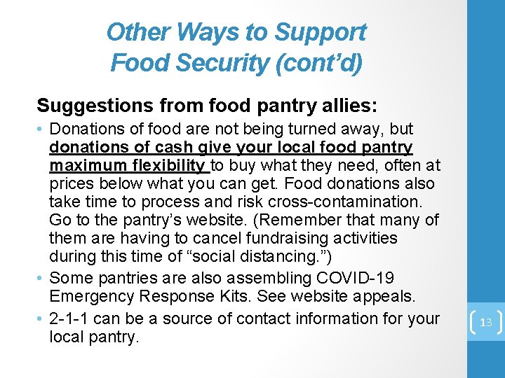 Protecting Access to Food During the COVID19 Emergency
