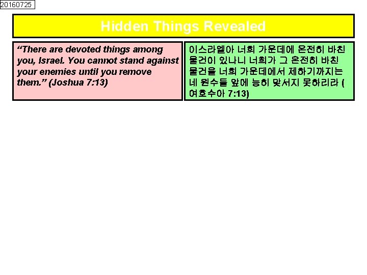 20160725 Hidden Things Revealed There are devoted things