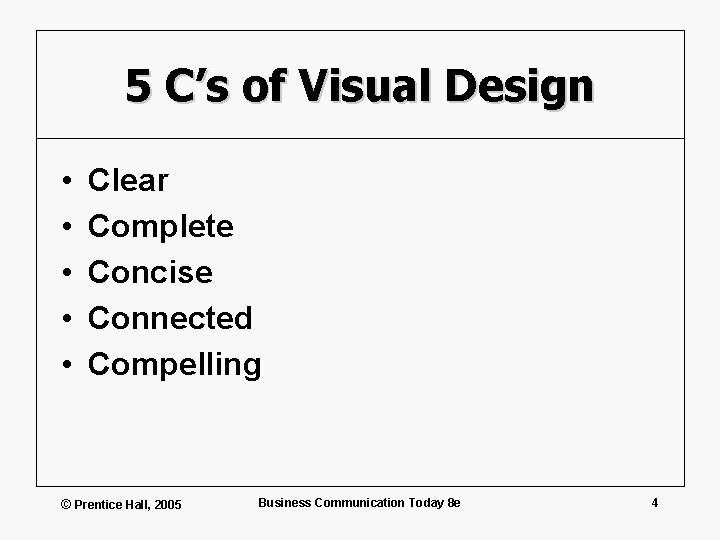 Communicating Information Through Visuals Prentice Hall 2005 Business