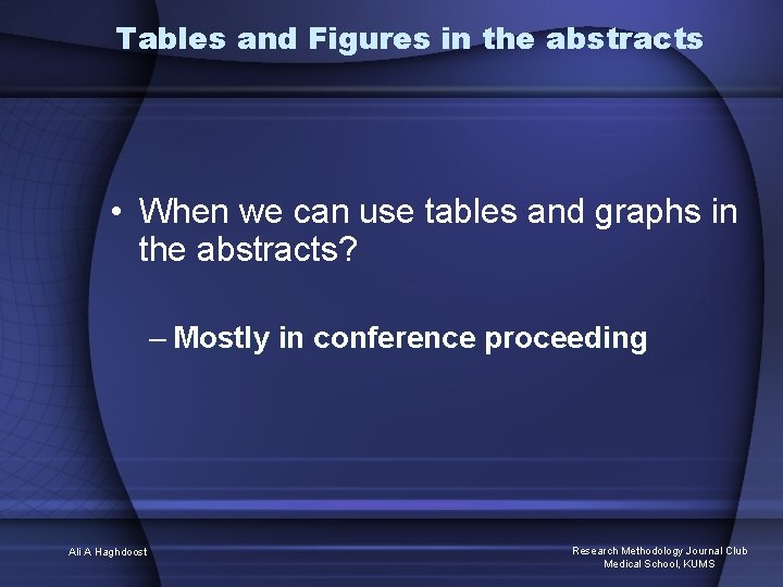 Effective Use of Tables and Figures in Abstracts