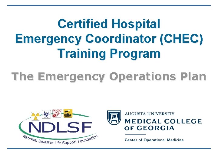 Certified Hospital Emergency Coordinator CHEC Training Program The
