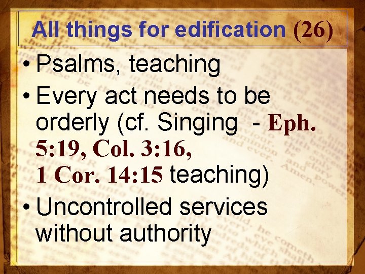 Studies in 1 Corinthians Conduct in the Assembly