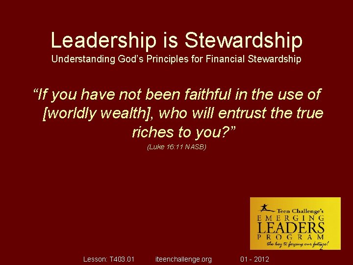 Leadership is Stewardship Understanding Gods Principles for Financial