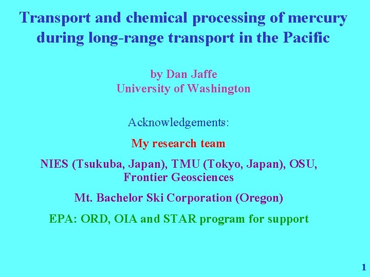 Transport and chemical processing of mercury during longrange