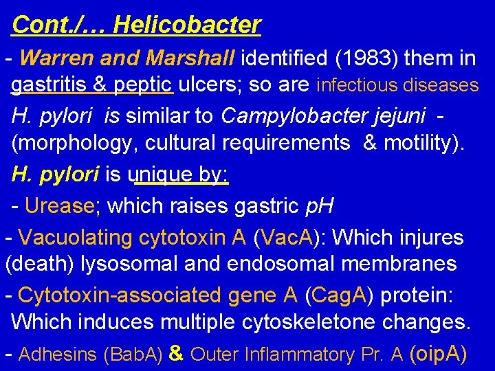 GIT MODULE TWO LECTURES Bacterial Infections of the