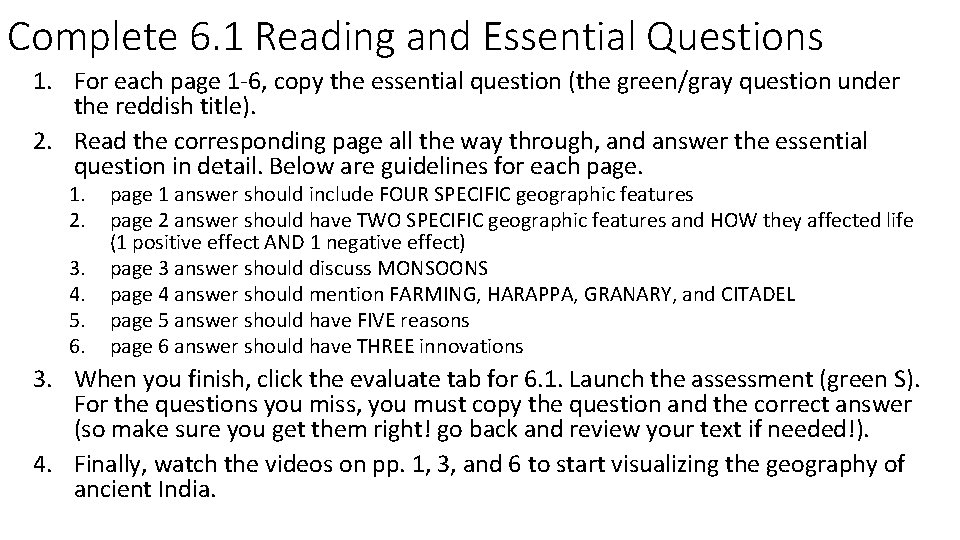 Complete 6 1 Reading and Essential Questions 1