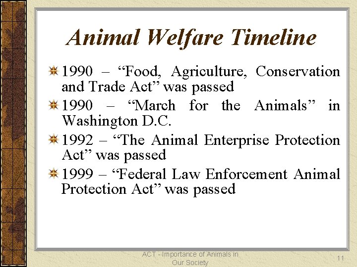 ACT Importance of Animals in Our Society 1