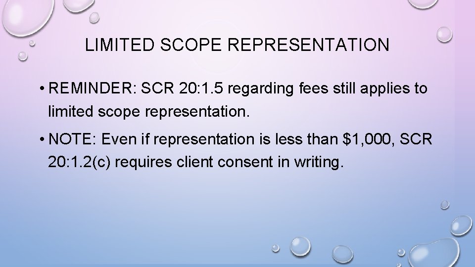 LIMITED SCOPE REPRESENTATION Racine County Bar Association November