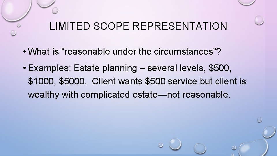LIMITED SCOPE REPRESENTATION Racine County Bar Association November