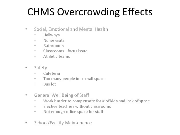 CHMS Overcrowding Effects Social Emotional and Mental Health