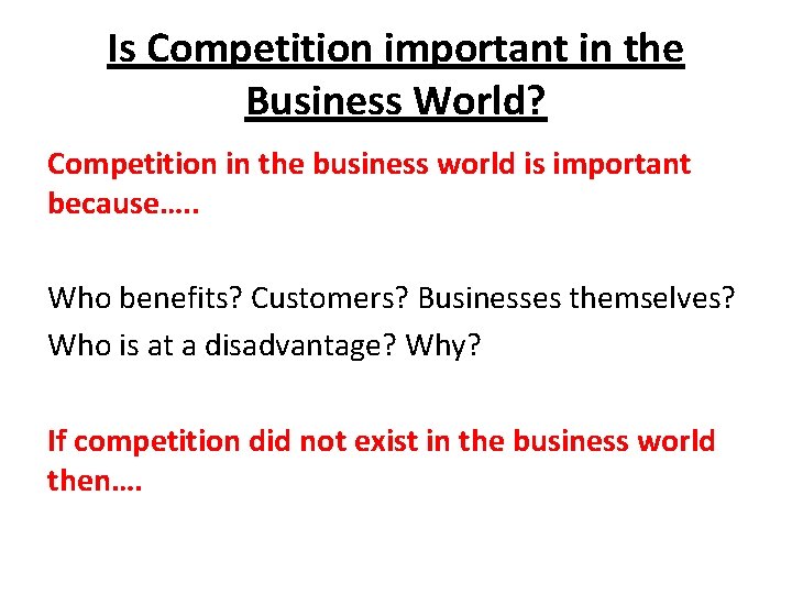 Competition in the Business World Year 10 GCSE