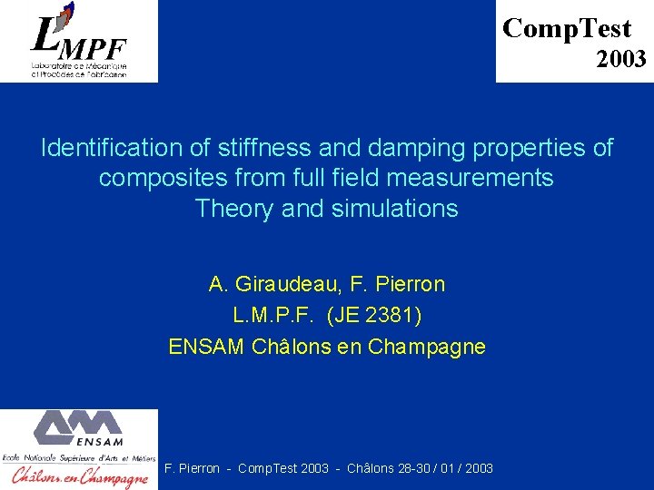Comp Test 2003 Identification of stiffness and damping