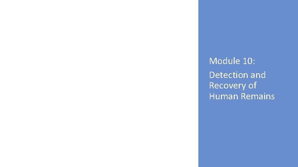 Crime Scene Investigations Module 10 Detection and Recovery
