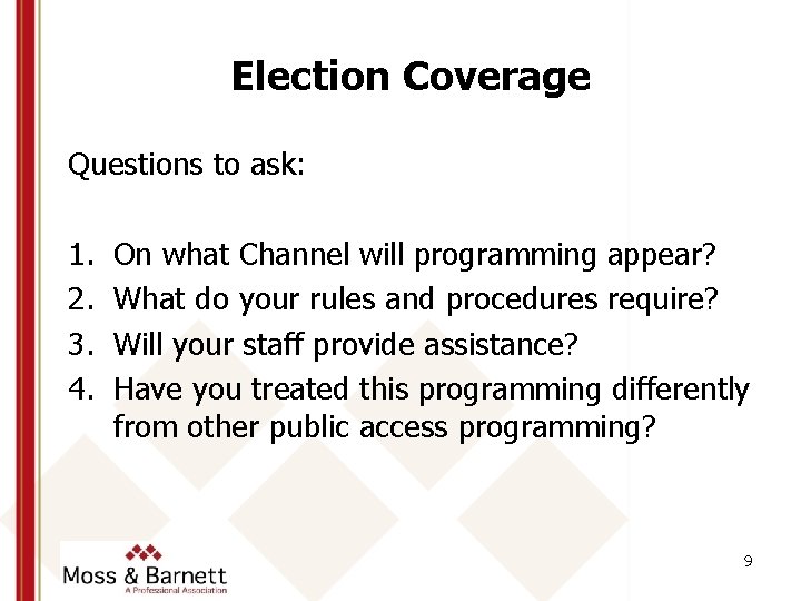 Election Programming On Local PEG Channels e NATOA